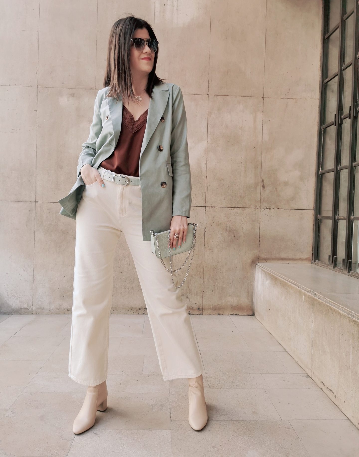 Sage Green & Beige Outfit Idea - BambolaI Fashion