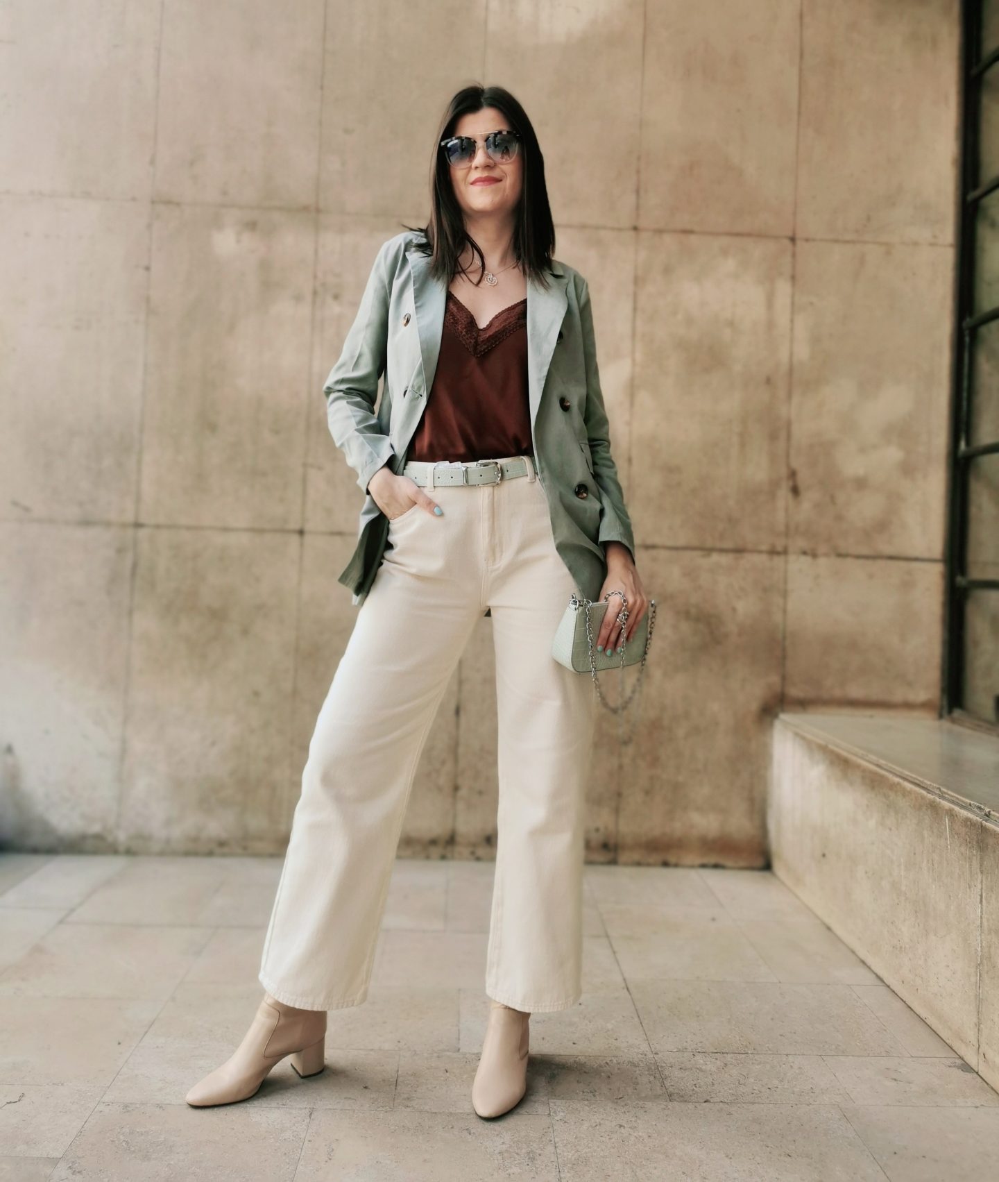 Sage Green & Beige Outfit Idea - BambolaI Fashion