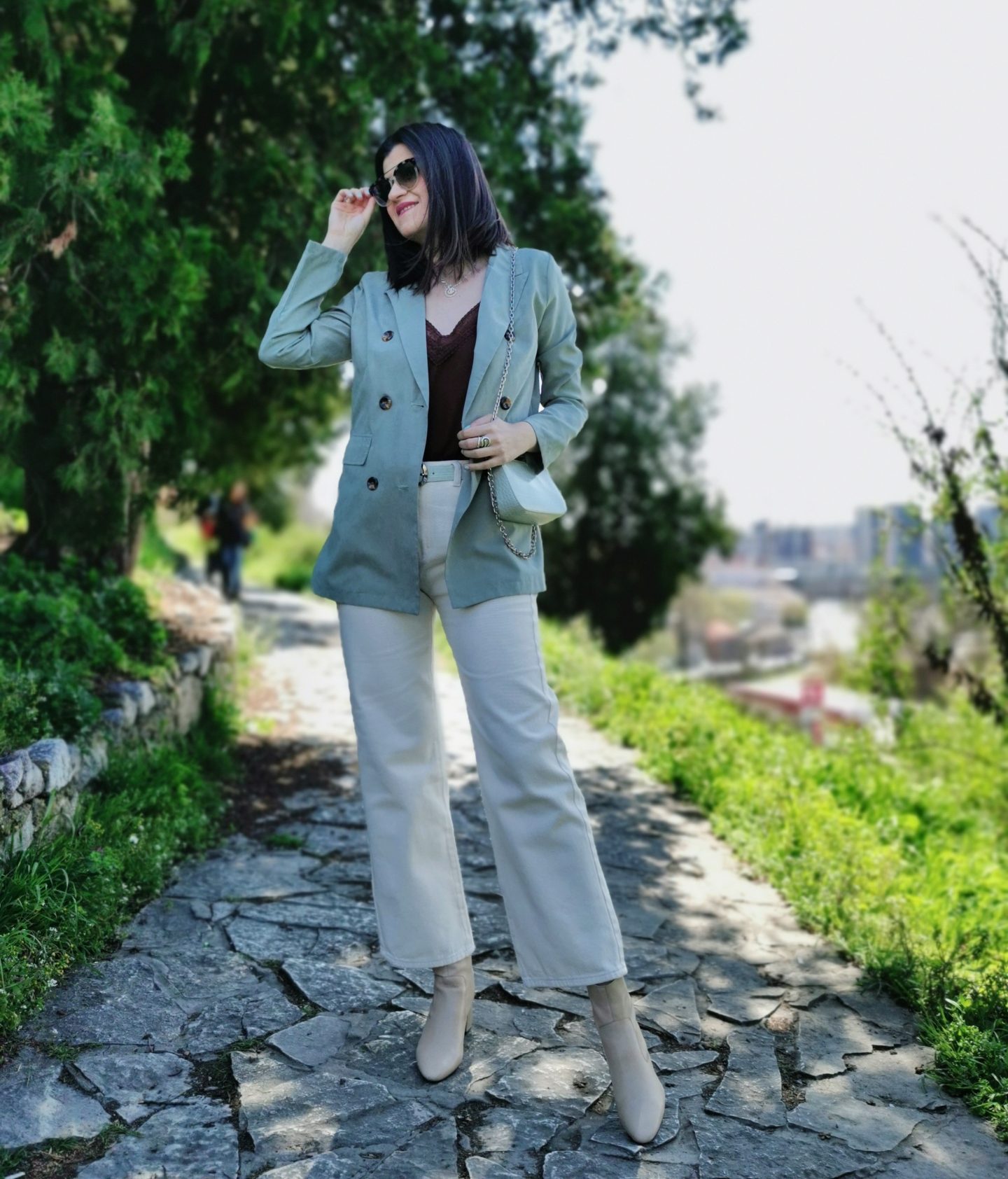 Sage Green & Beige Outfit Idea - BambolaI Fashion
