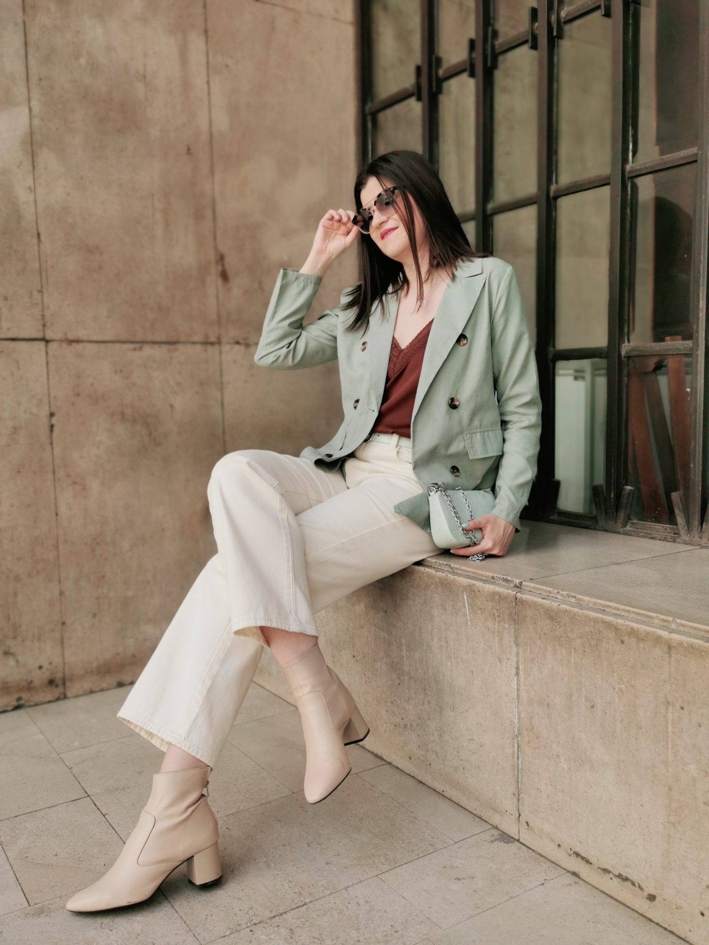 Sage Green & Beige Outfit Idea - BambolaI Fashion